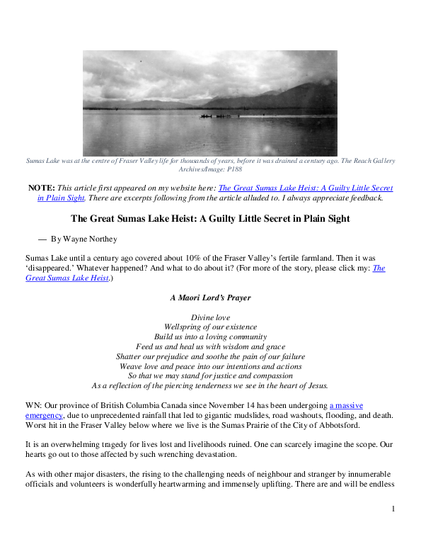 (PDF) Unraveling a Century-Old Injustice: The Sumas Lake Context