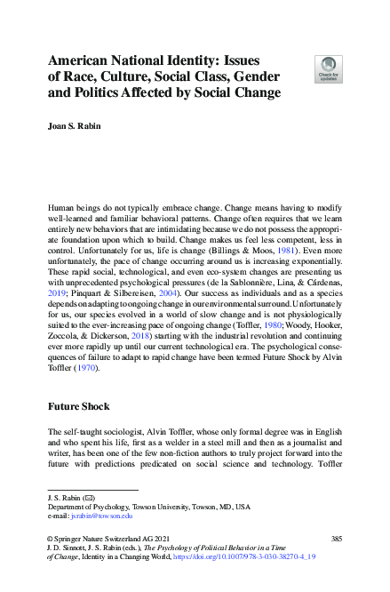 (PDF) American National Identity: Issues of Race, Culture, Social Class ...