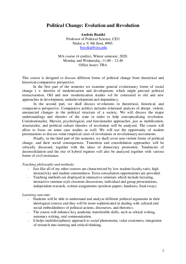(PDF) Political Change: Evolution and Revolution