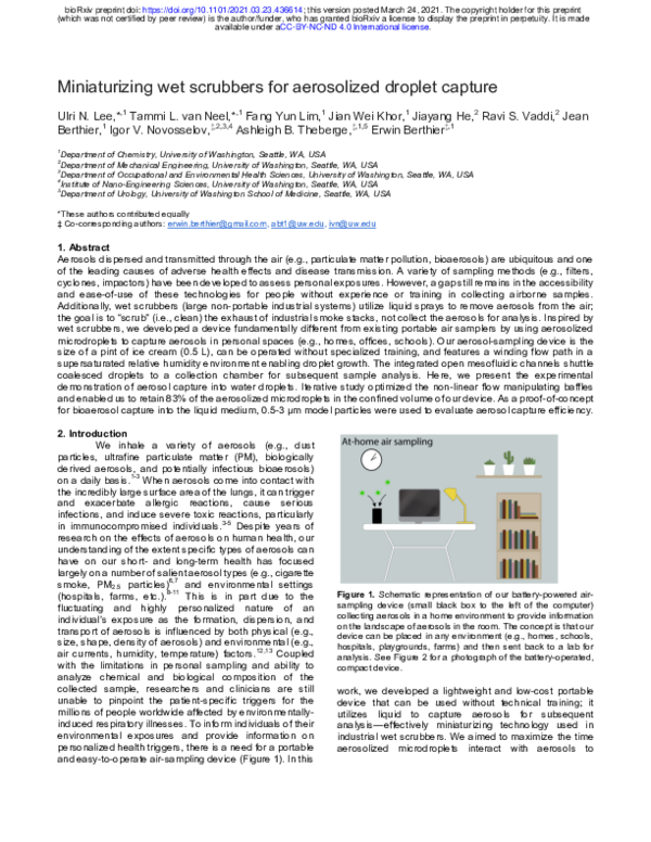 (PDF) Miniaturizing Wet Scrubbers for Aerosolized Droplet Capture