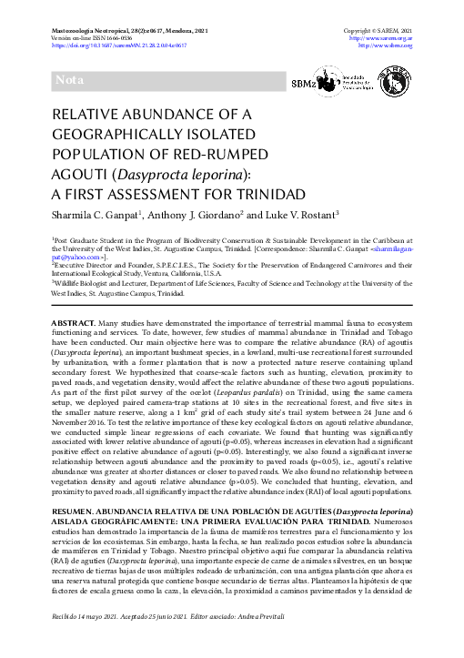 (PDF) Relative abundance of a geographically isolated population of red ...