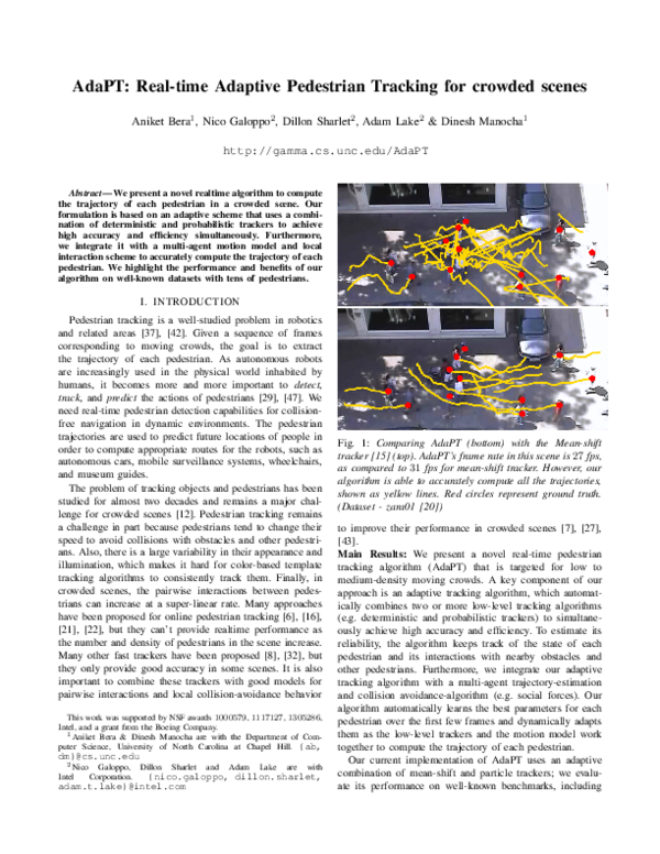 (PDF) AdaPT: Real-time adaptive pedestrian tracking for crowded scenes