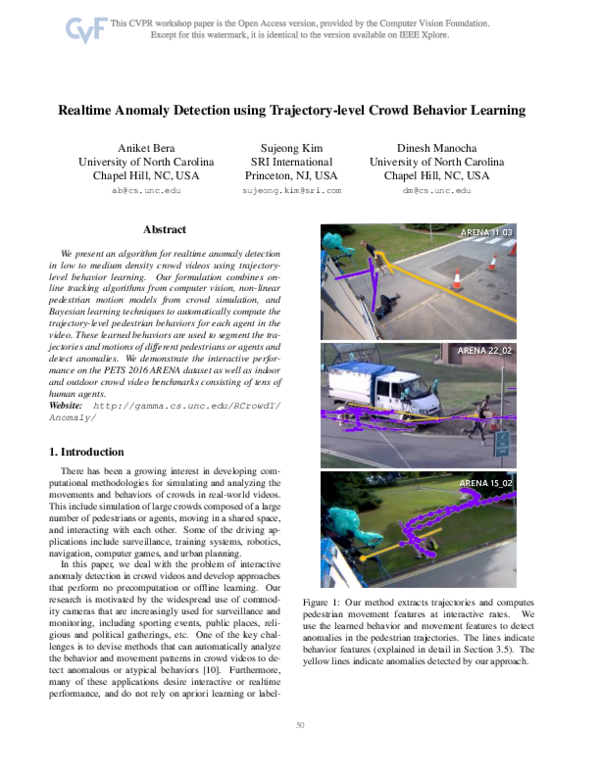 Pdf Realtime Anomaly Detection Using Trajectory Level Crowd Behavior Learning