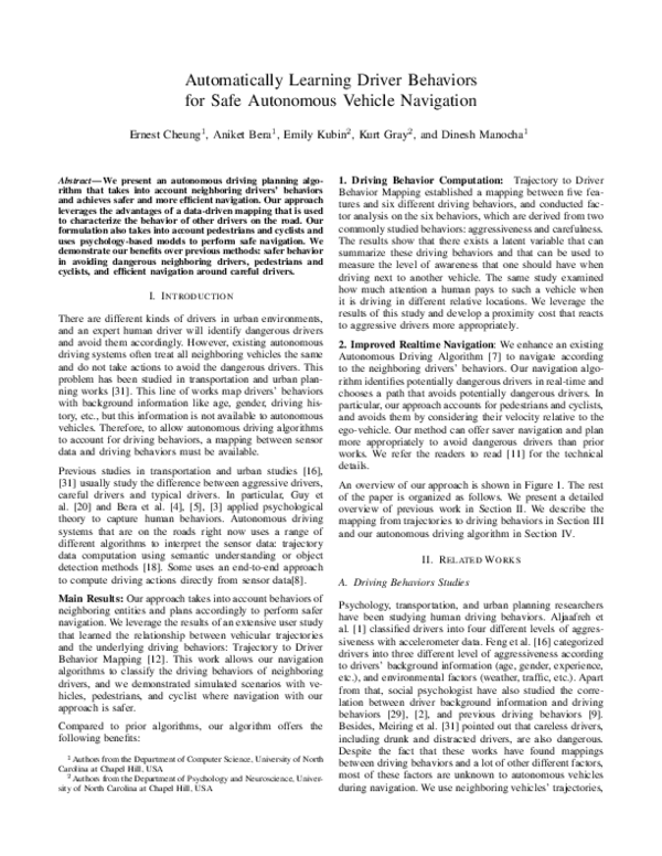 (PDF) Automatically Learning Driver Behaviors for Safe Autonomous ...