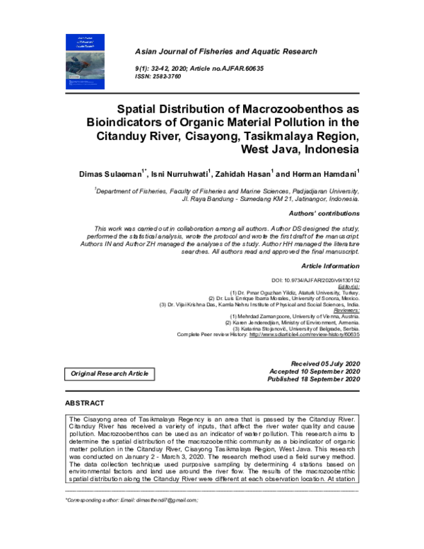 (PDF) Spatial Distribution of Macrozoobenthos as Bioindicators of ...