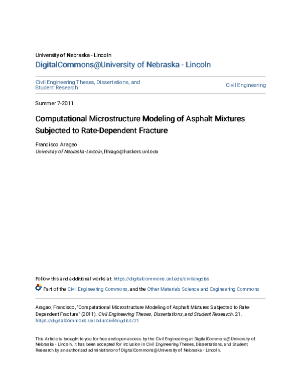 Pdf Computational Microstructure Modeling Of Asphalt Mixtures Subjected To Rate Dependent Fracture
