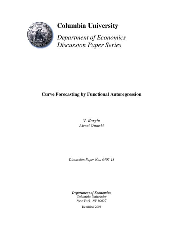 (PDF) Curve forecasting by functional autoregression