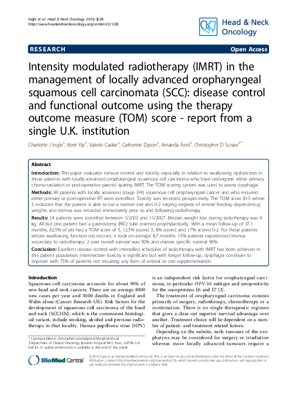 (PDF) Intensity Modulated Radiotherapy (IMRT) in the Management of ...