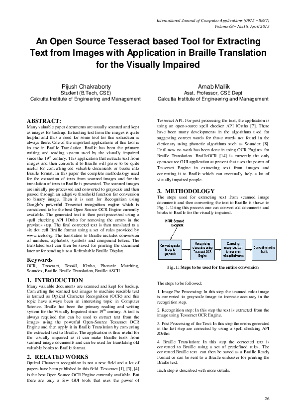 An Open Source Tesseract Based Tool For Extracting Text From Images With Application In Braille