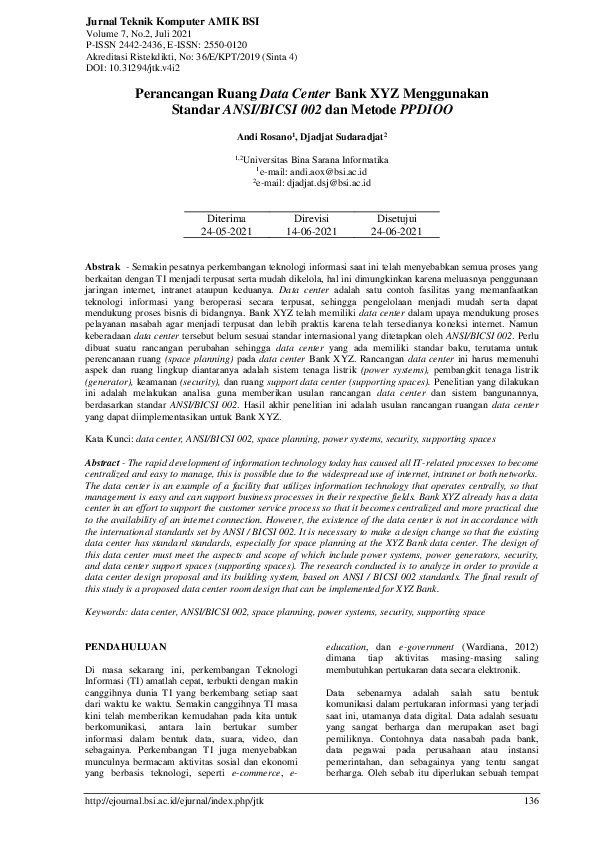 (PDF) Perancangan Ruang Data Center Bank XYZ Menggunakan Standar ANSI ...
