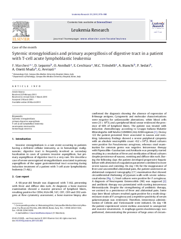 (PDF) Sytemic strongyloidiasis and primary aspergillosis of digestive ...