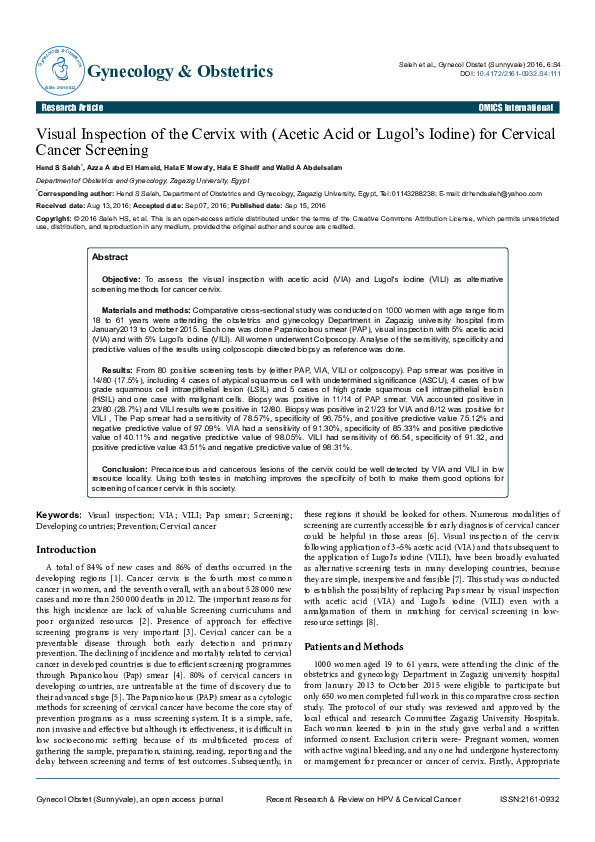 (PDF) A Comparative Analysis of Visual Inspection With Acetic Acid ...