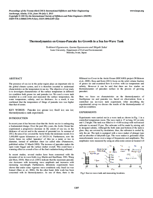 (PDF) Thermodynamics on Grease-Pancake Ice Growth in a Sea Ice-Wave Tank