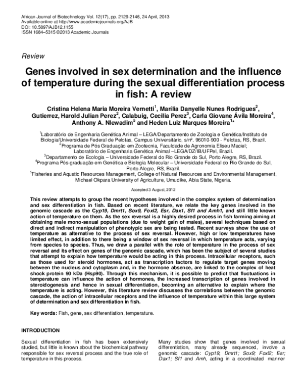 (PDF) Genes involved in sex determination and the influence of ...