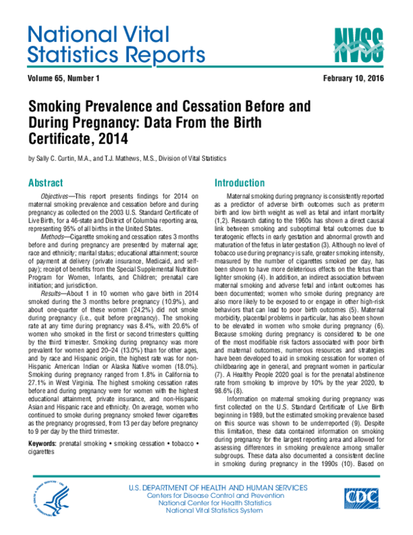 (PDF) Smoking Prevalence and Cessation Before and During Pregnancy ...