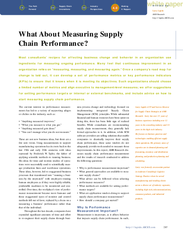 (PDF) What about measuring supply chain performance? (PDF) What about measuring supply chain performance?
