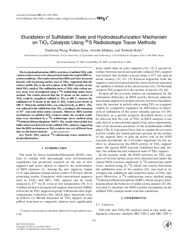 (PDF) Elucidation of Sulfidation State and Hydrodesulfurization ...