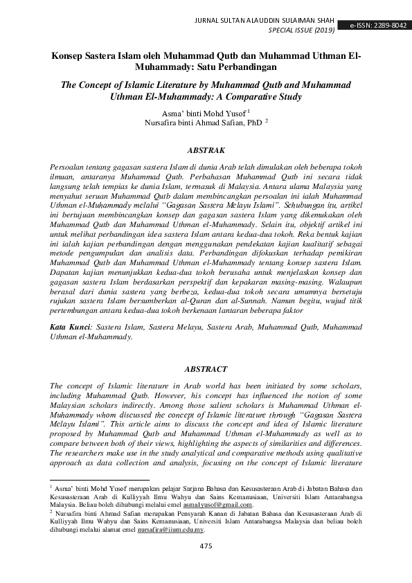 (PDF) Konsep sastera Islam oleh Muhammad Qutb dan Muhammad Uthman El ...