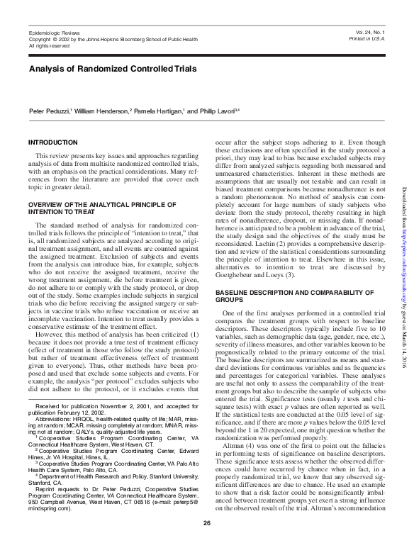 (PDF) Analysis of Randomized Controlled Trials