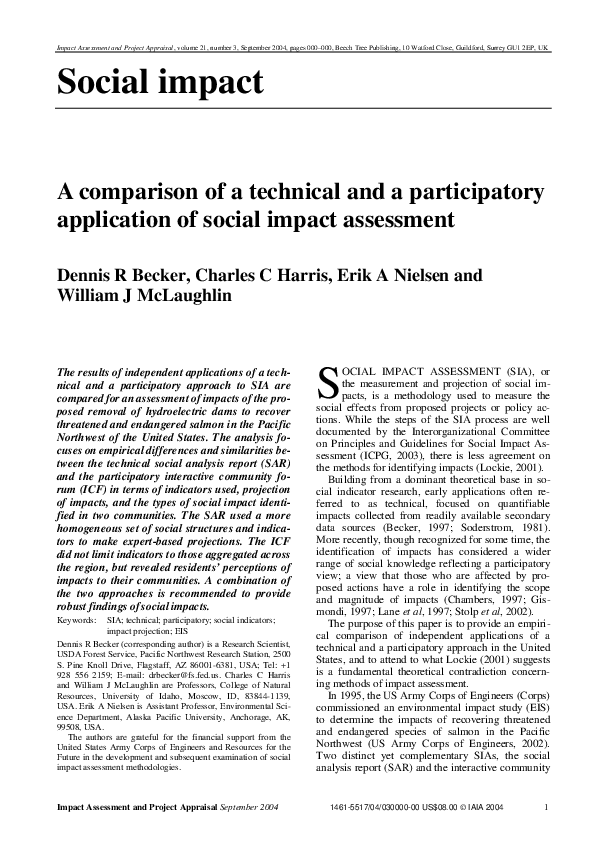 (PDF) A comparison of a technical and a participatory application of ...