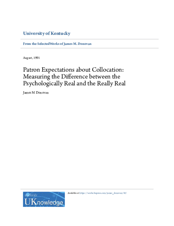 (PDF) Patron Expectations About Collocation