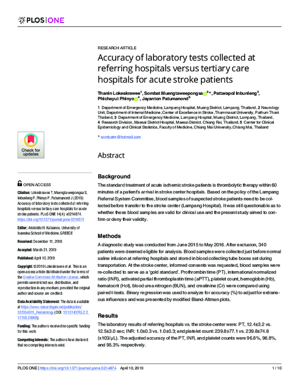(PDF) Accuracy of laboratory tests collected at referring hospitals ...