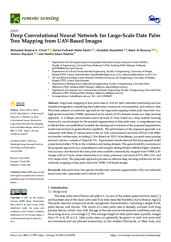 Pdf Deep Convolutional Neural Network For Large Scale Date Palm Tree Mapping From Uav Based Images
