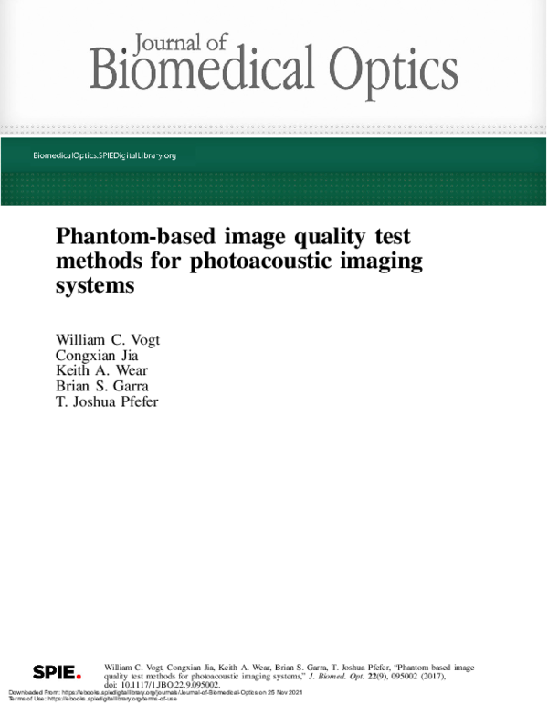 (PDF) Phantom-based image quality test methods for photoacoustic ...
