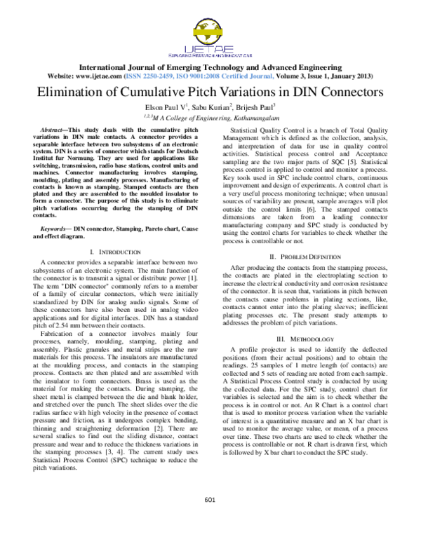 (PDF) Elimination of Cumulative Pitch Variations in DIN Connectors