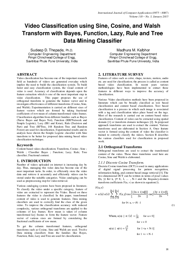 (PDF) Transform with Bayes, Function, Lazy, Rule and Tree Data Mining Classifier