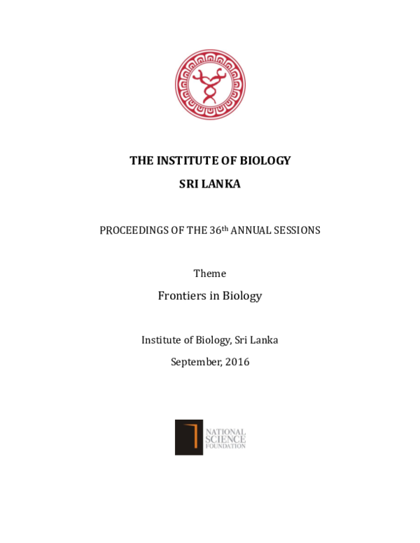 (PDF) The Institute of Biology Sri Lanka