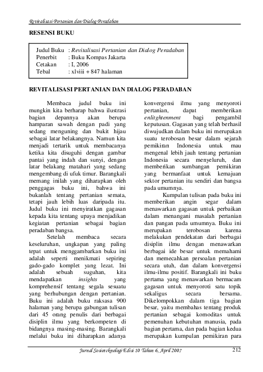 (PDF) Revitalisasi Pertanian Dan Dialog Peradaban