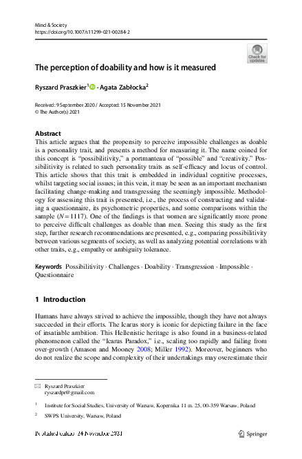 (PDF) The perception of doability and how is it measured