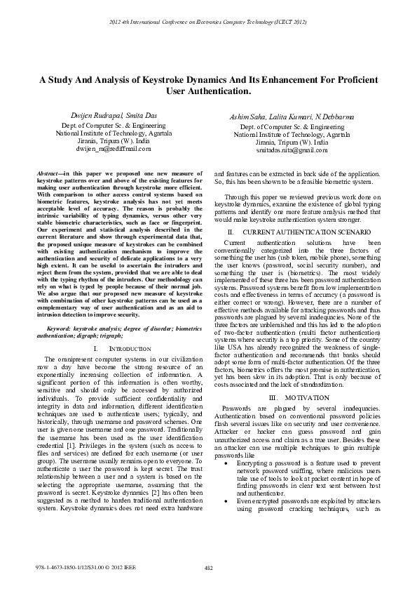 Pdf Enhancing User Authentication Via Keystroke Dynamics