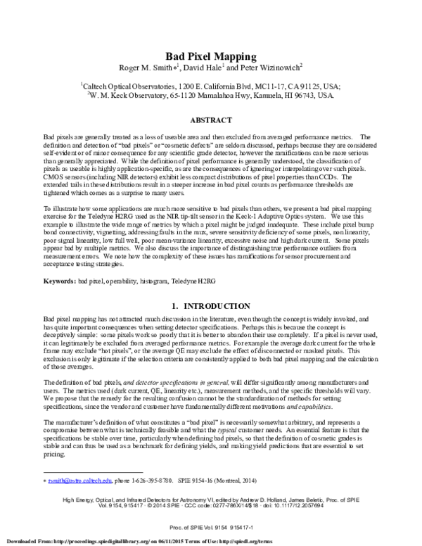 (PDF) Bad pixel mapping