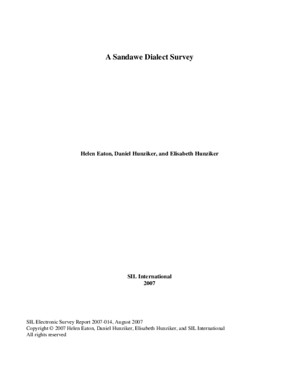 (PDF) A Sandawe Dialect Survey