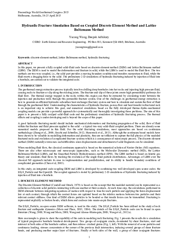 (PDF) Hydraulic Fracture Simulation Based on Coupled Discrete Element Method and Lattice ...