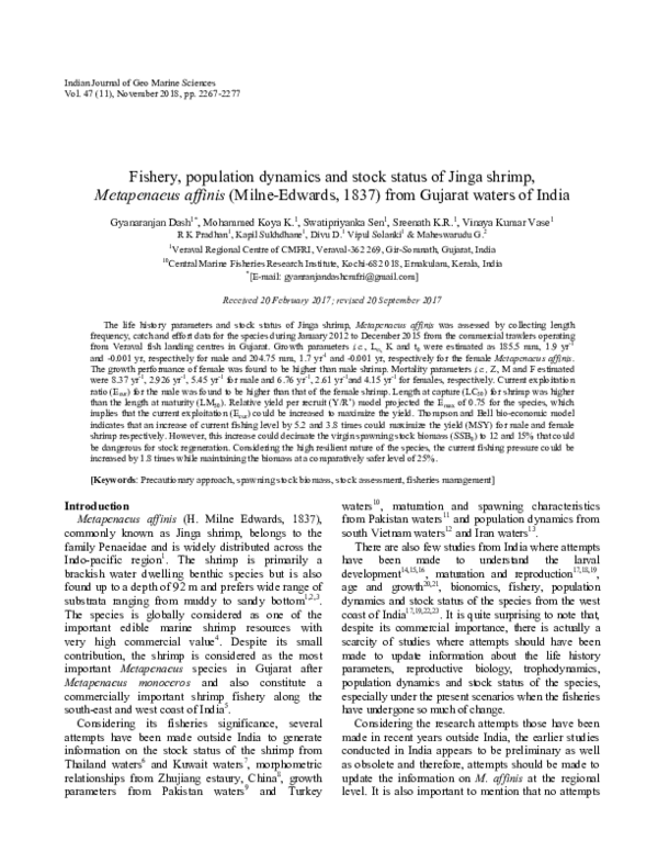 (PDF) Fishery, Population Dynamics and Stock Status of Jinga Shrimp ...