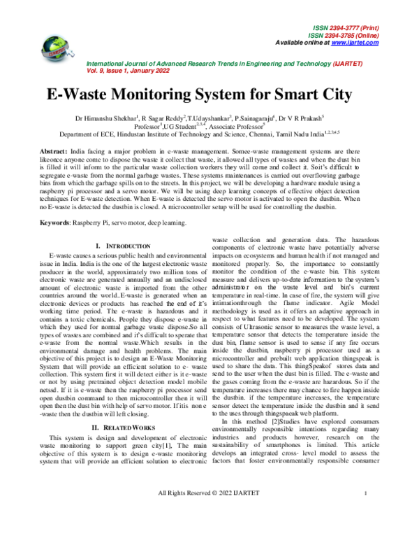 (PDF) E-Waste Monitoring System for Smart City