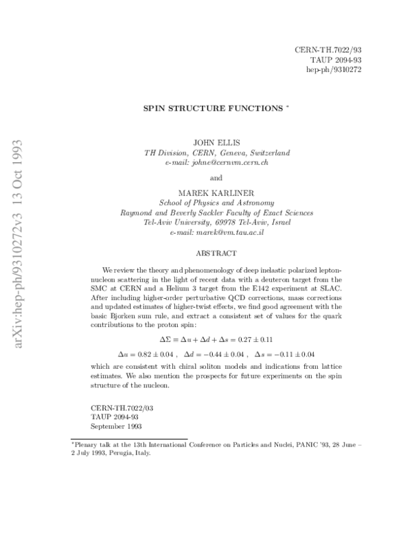 (PDF) Spin structure functions