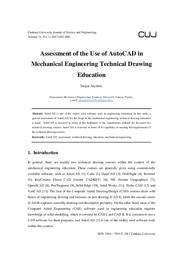 (PDF) Assessment of the Use of AutoCAD in Mechanical Engineering ...