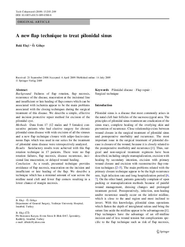 (PDF) A new flap technique to treat pilonidal sinus