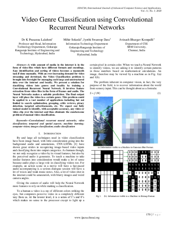 (PDF) Video Genre Classification using Convolutional Recurrent Neural Networks