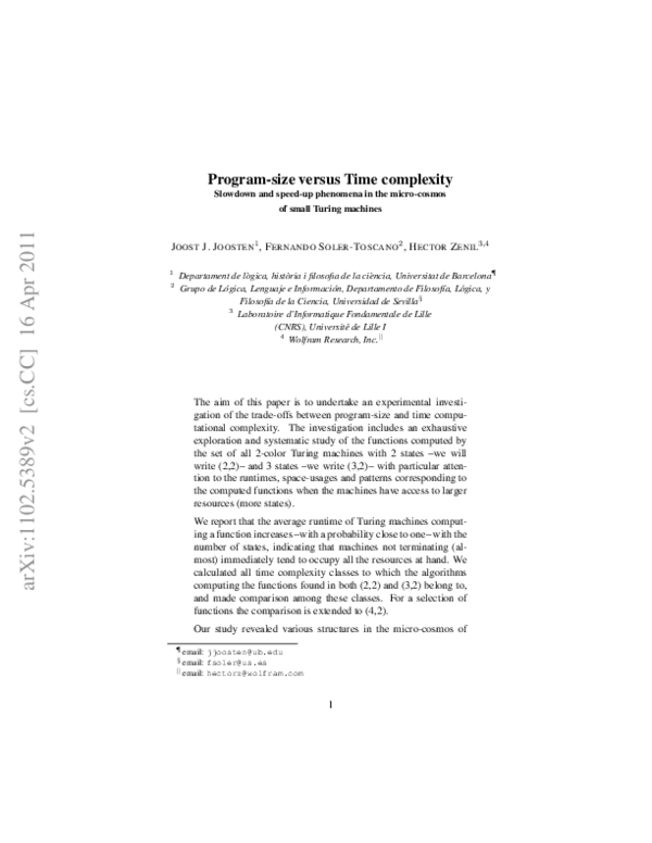 (PDF) Program-Size versus Time Complexity, Speed-Up and Slowdown ...