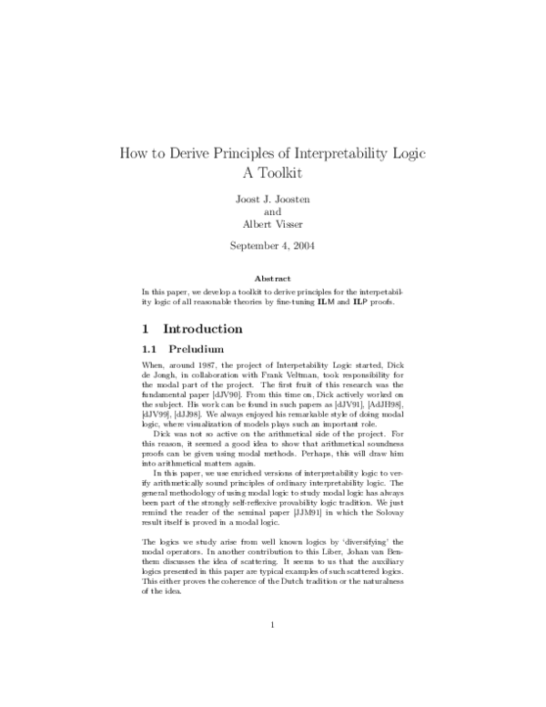 (PDF) How to Derive Principles of Interpretability Logic