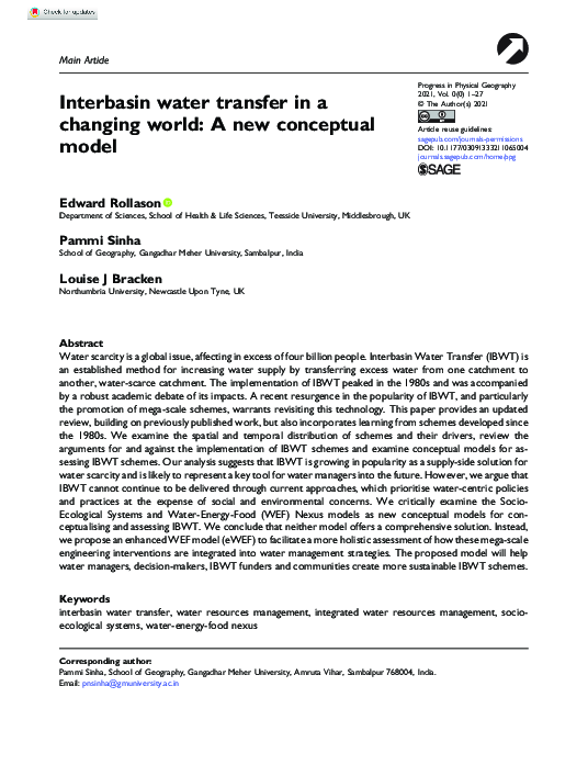 (PDF) Interbasin water transfer in a changing world: A new conceptual model