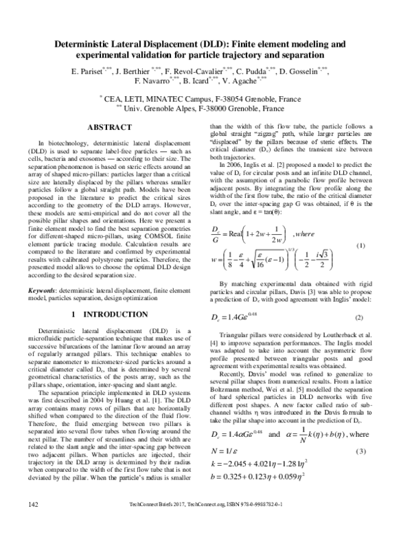 Pdf Deterministic Lateral Displacement Dld Finite Element Modeling