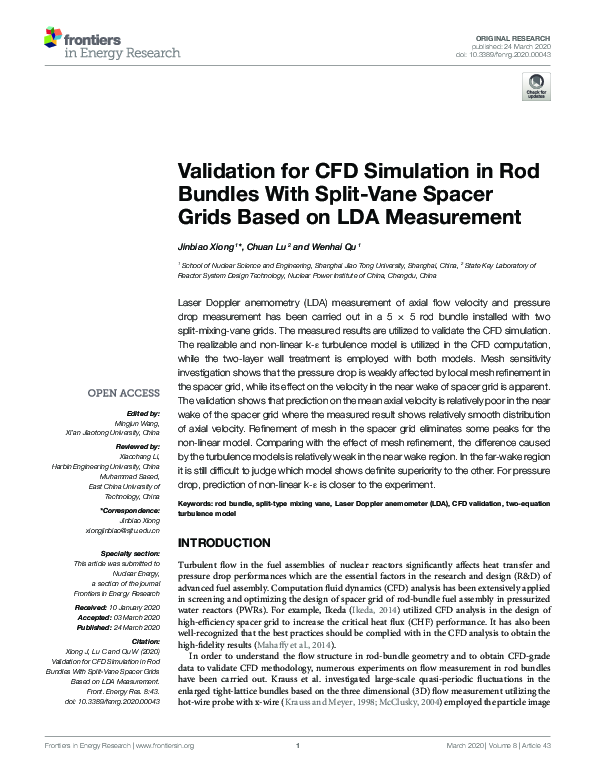 (PDF) Validation for CFD Simulation in Rod Bundles With Split-Vane ...