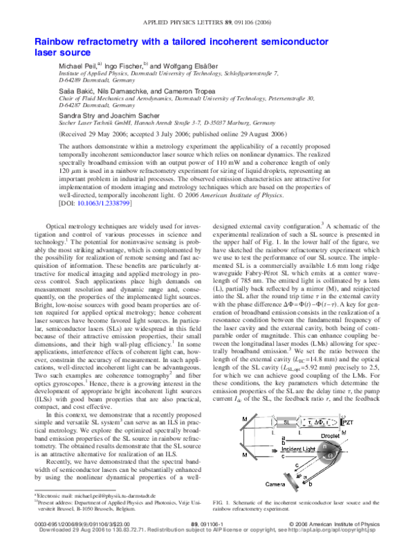 (PDF) Rainbow refractometry with a tailored incoherent semiconductor ...