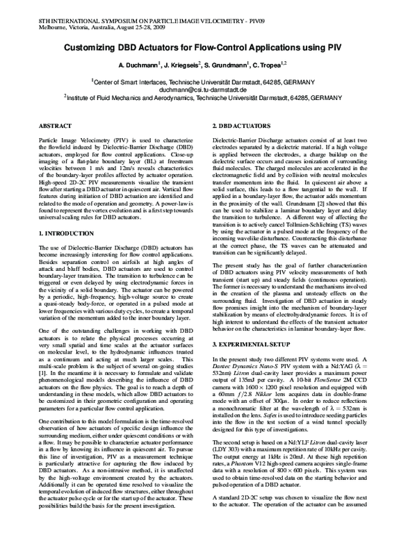 (PDF) Customizing DBD actuators for flow-control applications using PIV